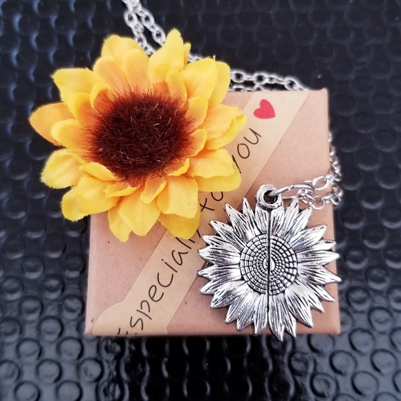 Jewelry | You Are My Sunshine Engraved Sunflower Silver Tone Pendant ...